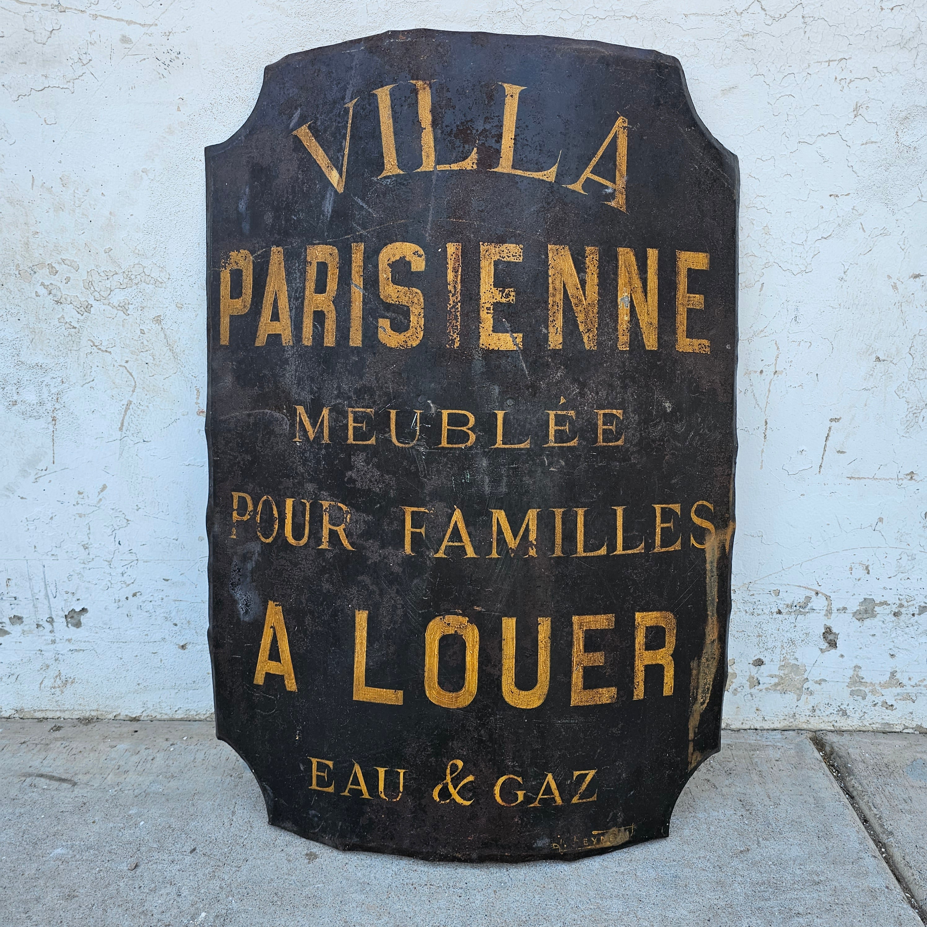 Antique French Metal Sign "Villa Parisienne Sign" – Antiquities Warehouse