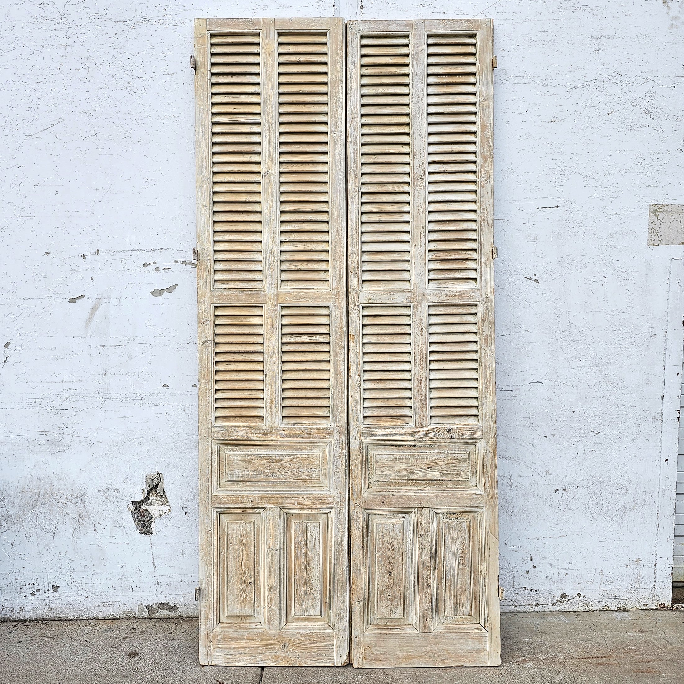 Pair of Shuttered Wood Doors w/2 Panels – Antiquities Warehouse