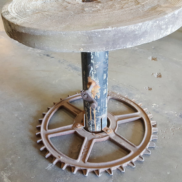 Industrial Iron Grindstone Table – Antiquities Warehouse