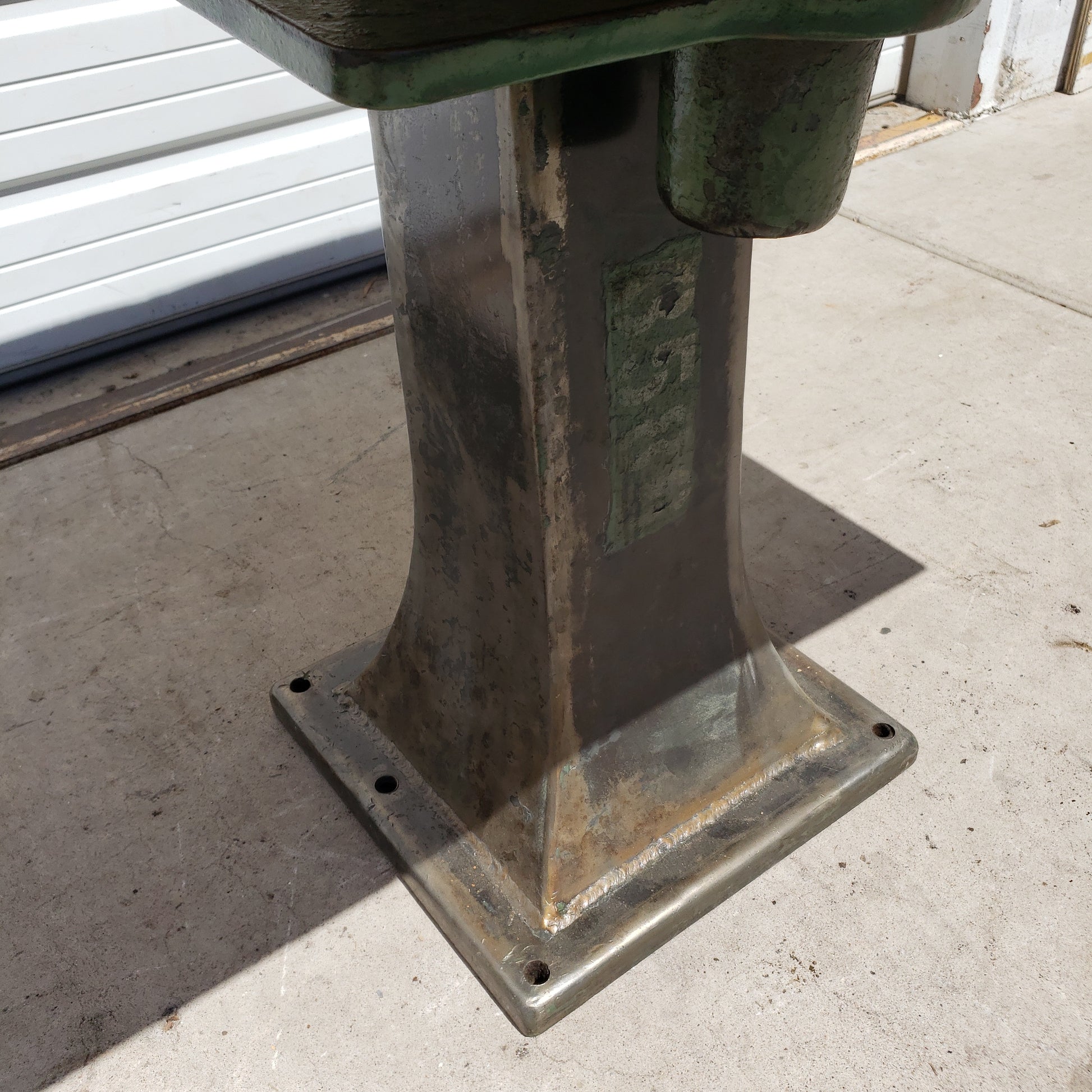 Machine Base Pedestal Table with Wood Top – Antiquities Warehouse