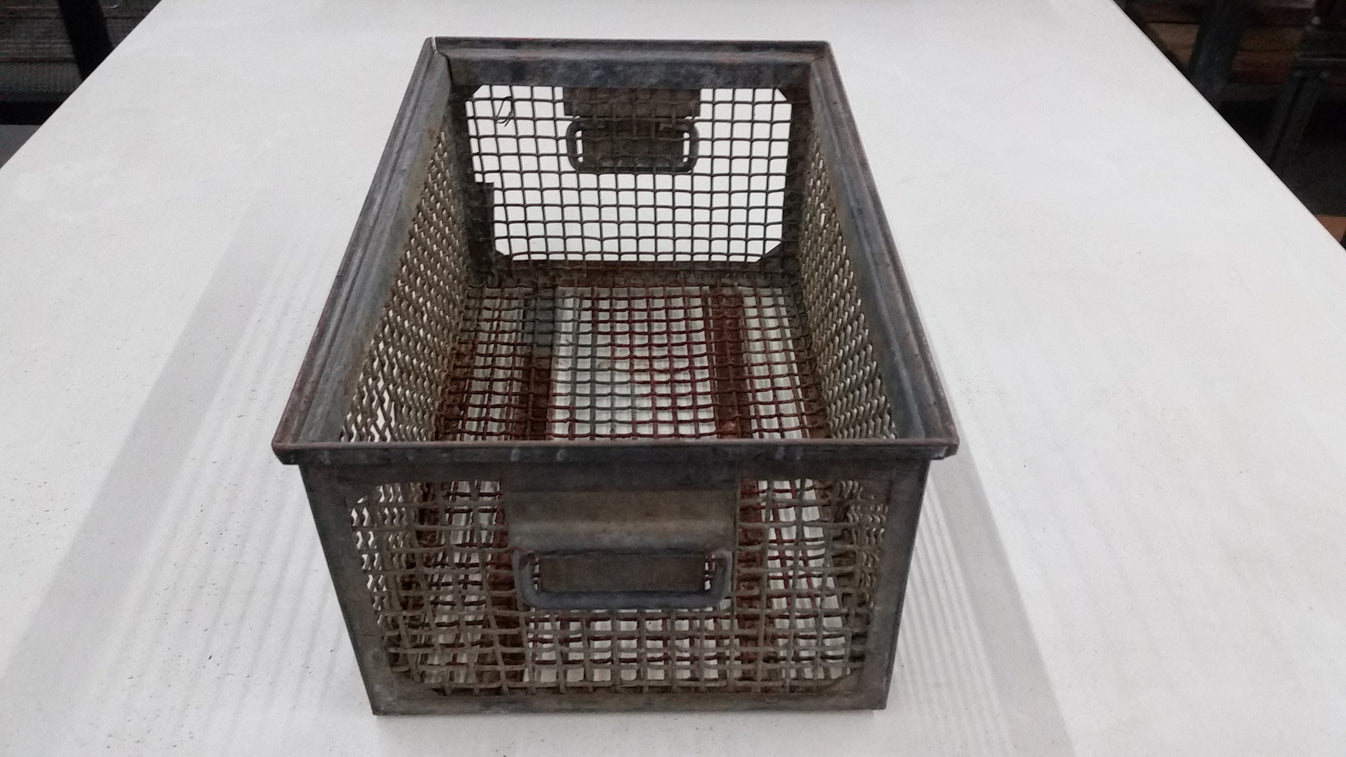 Heavy Industrial Metal Mesh Crate with Handles – Antiquities Warehouse