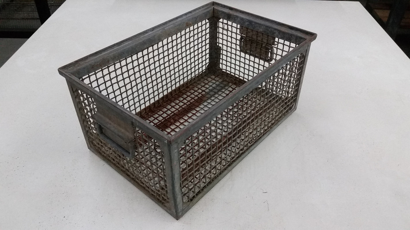 Heavy Industrial Metal Mesh Crate with Handles – Antiquities Warehouse