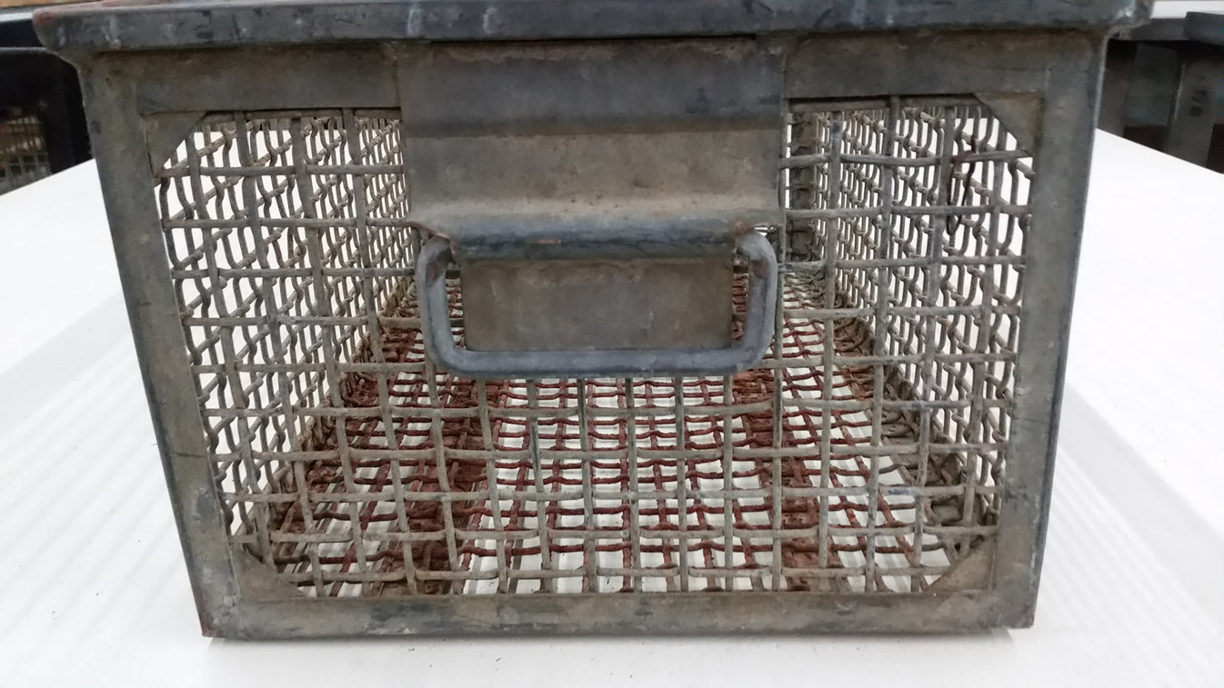 Heavy Industrial Metal Mesh Crate with Handles – Antiquities Warehouse