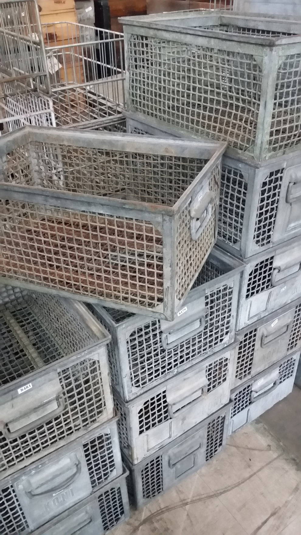 Heavy Industrial Metal Mesh Crate with Handles – Antiquities Warehouse