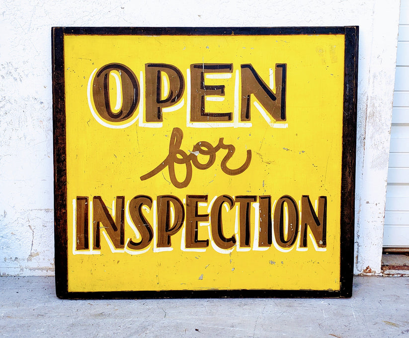 Open for Inspection Sign – Antiquities Warehouse