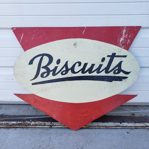 Double Sided Wooden Biscuits Restaurant Sign – Antiquities Warehouse