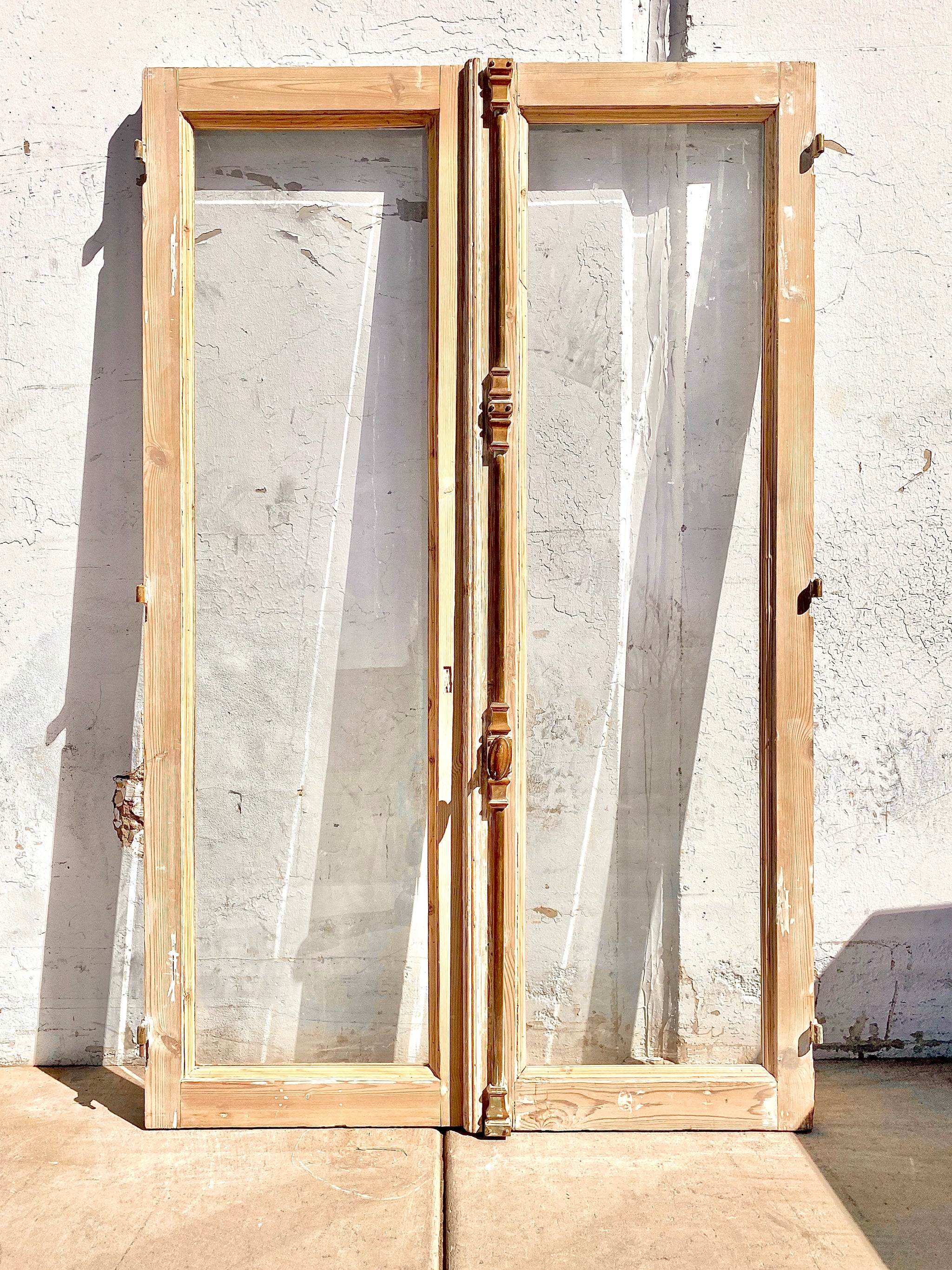 Pair of Rectangle Antique Washed Wood Windows – Antiquities Warehouse