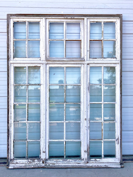 Rectangle 42 Pane White Wood Window – Antiquities Warehouse