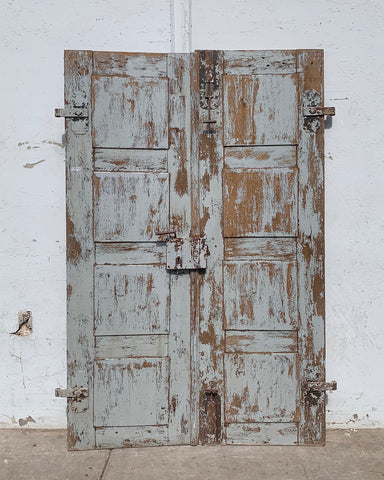 Pair of 4 Panel Chippy Wood Antique Doors – Antiquities Warehouse