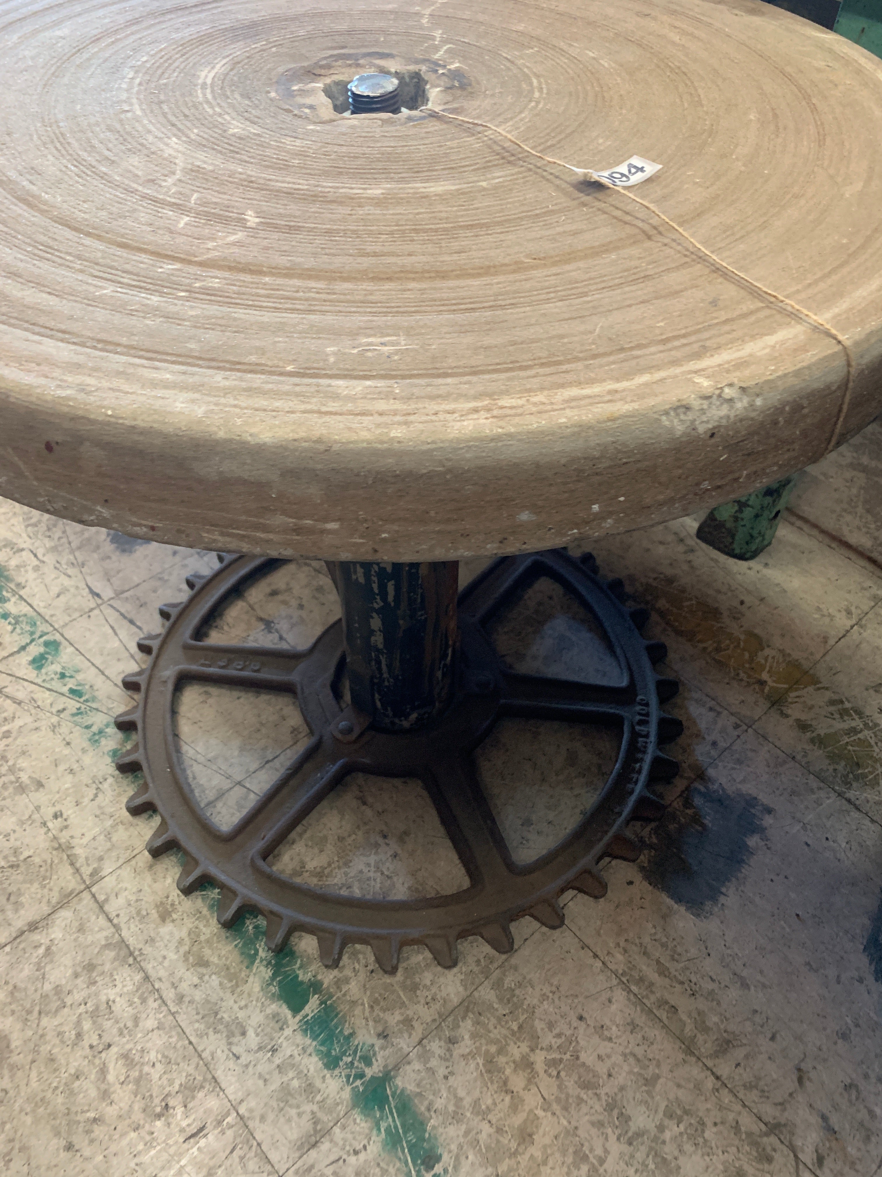 Industrial Iron Grindstone Table – Antiquities Warehouse